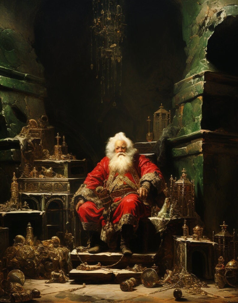 Christmas Santa Claus Art Print, Holiday Wall Decor, Ancient Santa ...