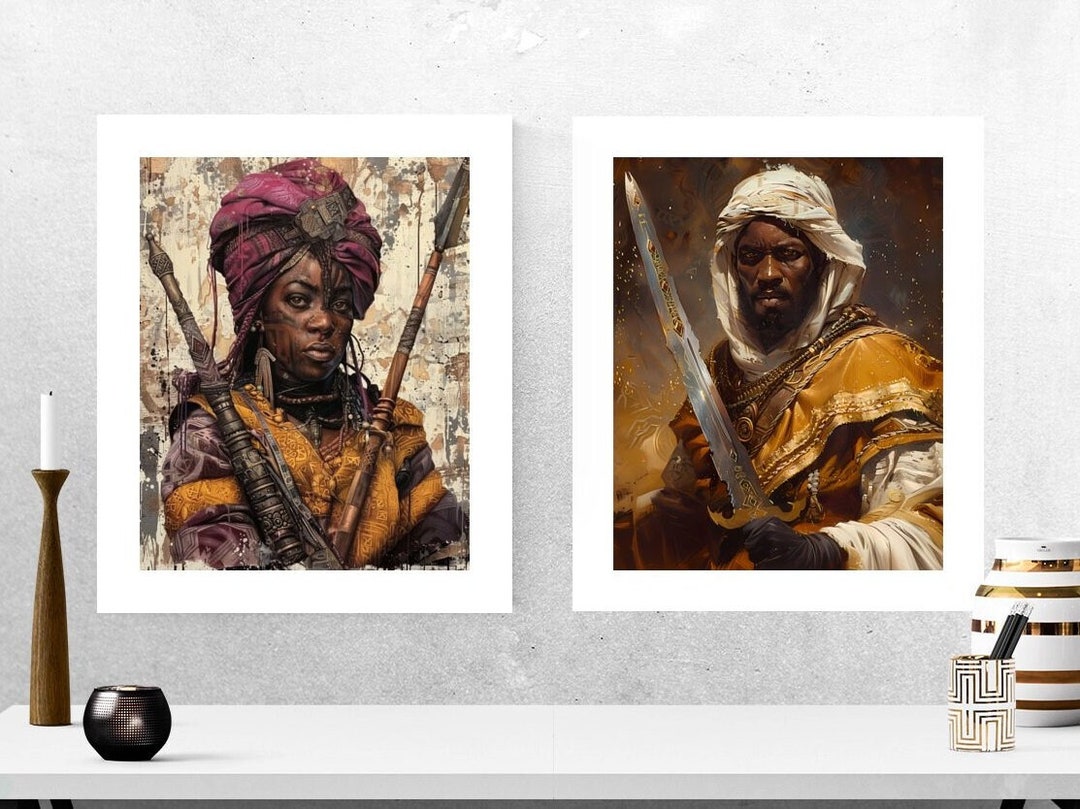 African Warrior King and Queen, Black Art, African American Art, Black ...