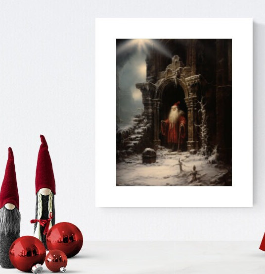 Ancient Santa Claus Christmas Art Print, Holiday Wall Decor, Vintage ...
