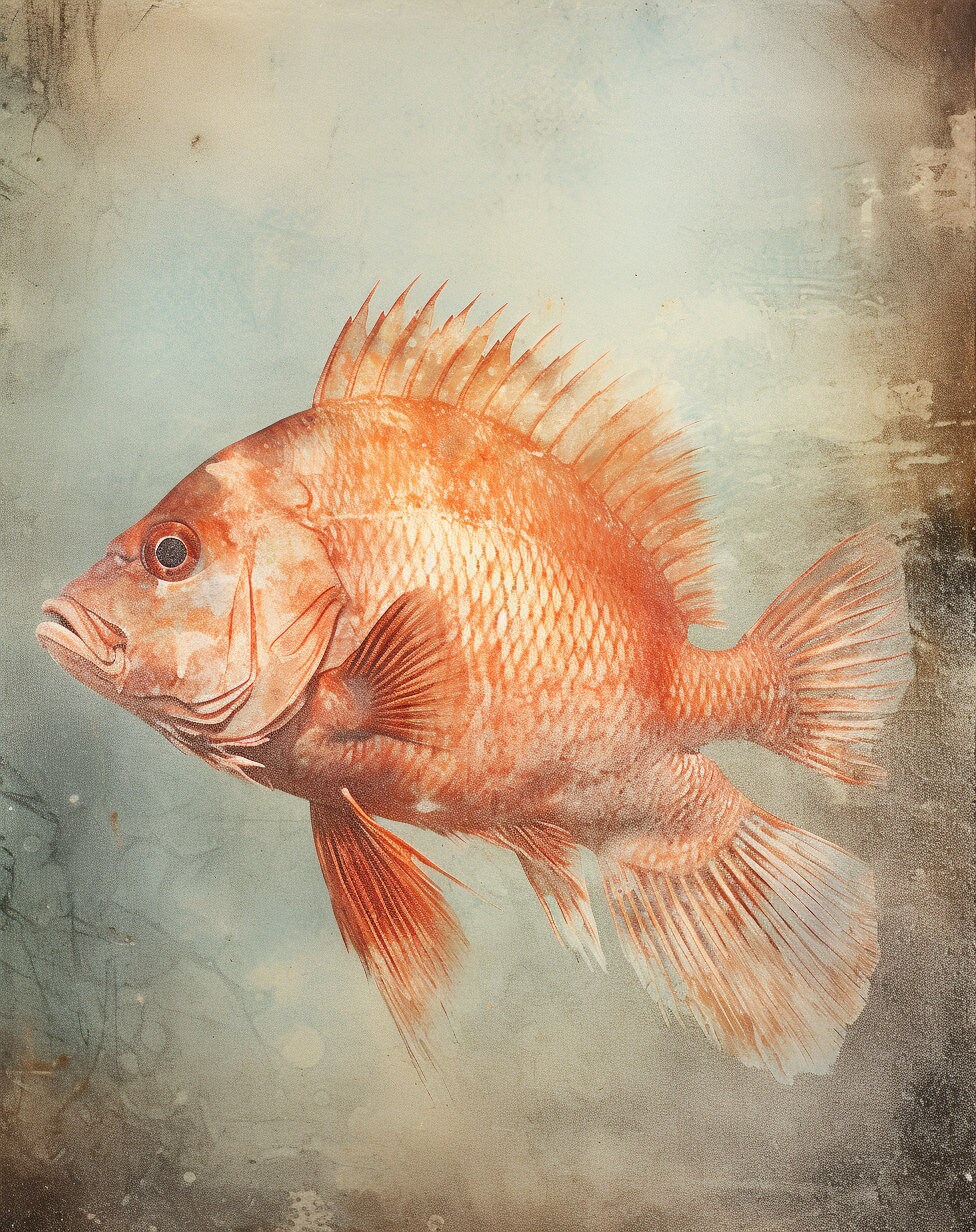 Abstract Ancient Fish Fine Art Print, Coastal Room Decor, Gothic ...