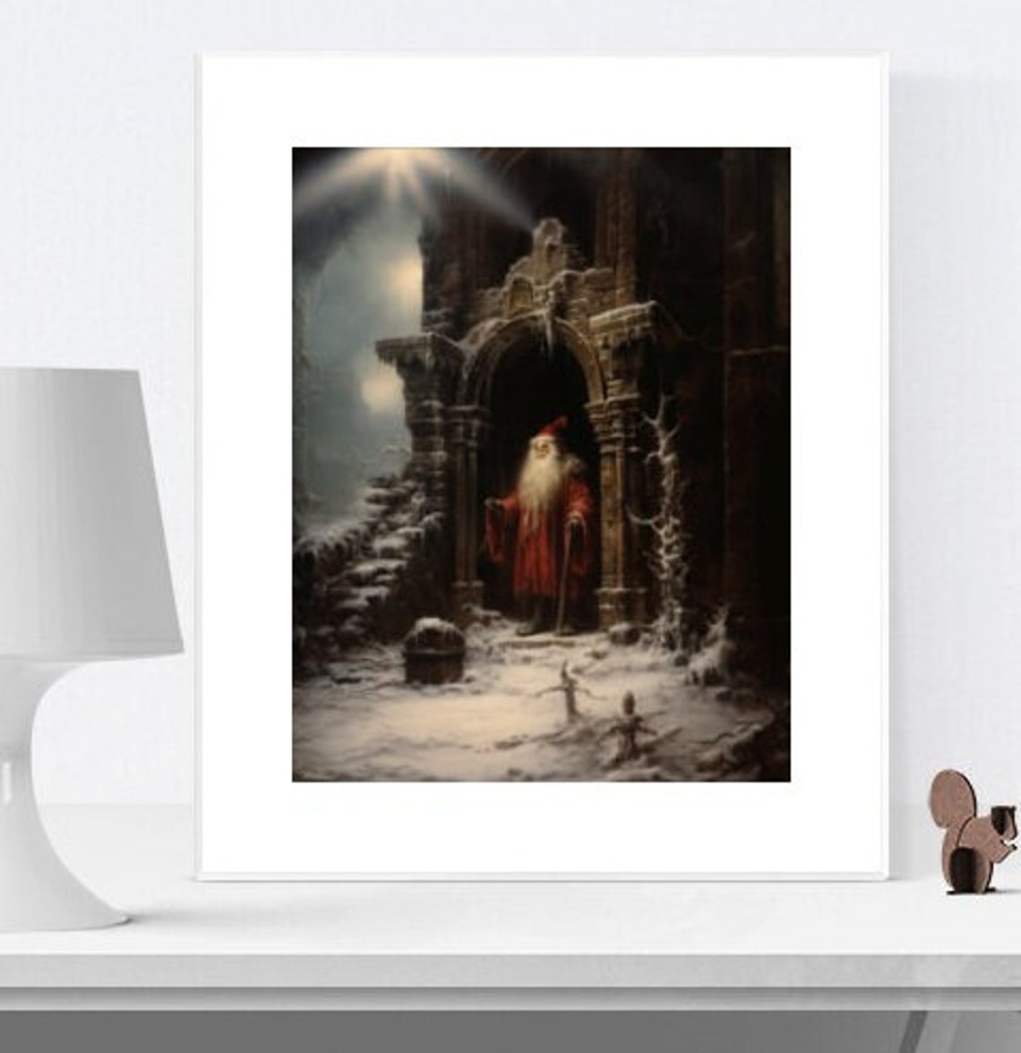 Ancient Santa Claus Christmas Art Print, Holiday Wall Decor, Vintage ...