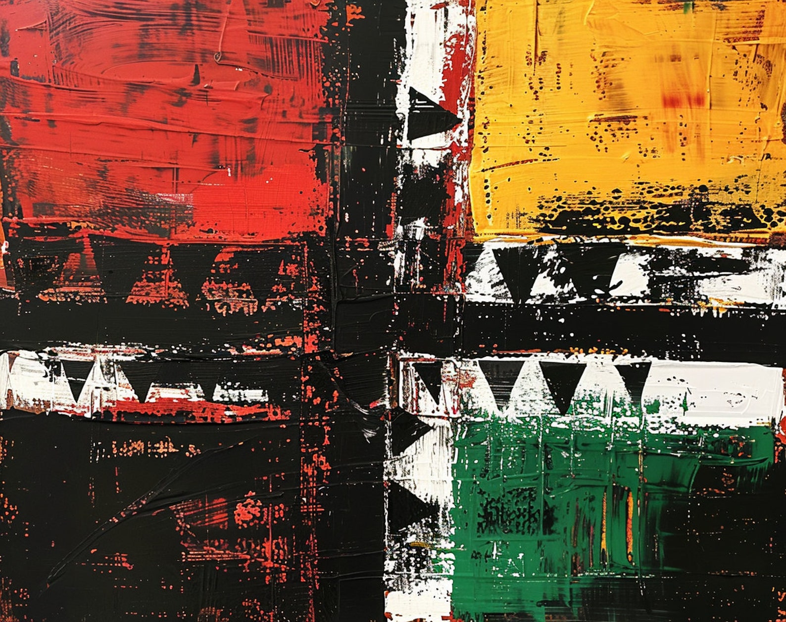 Abstract Pan African Flag Matted Fine Art Print Africa Flag Wall Decor