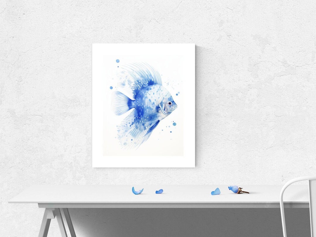 Abstract Blue Fish Fine Art Print, Coastal Room Decor, Beach Picture ...