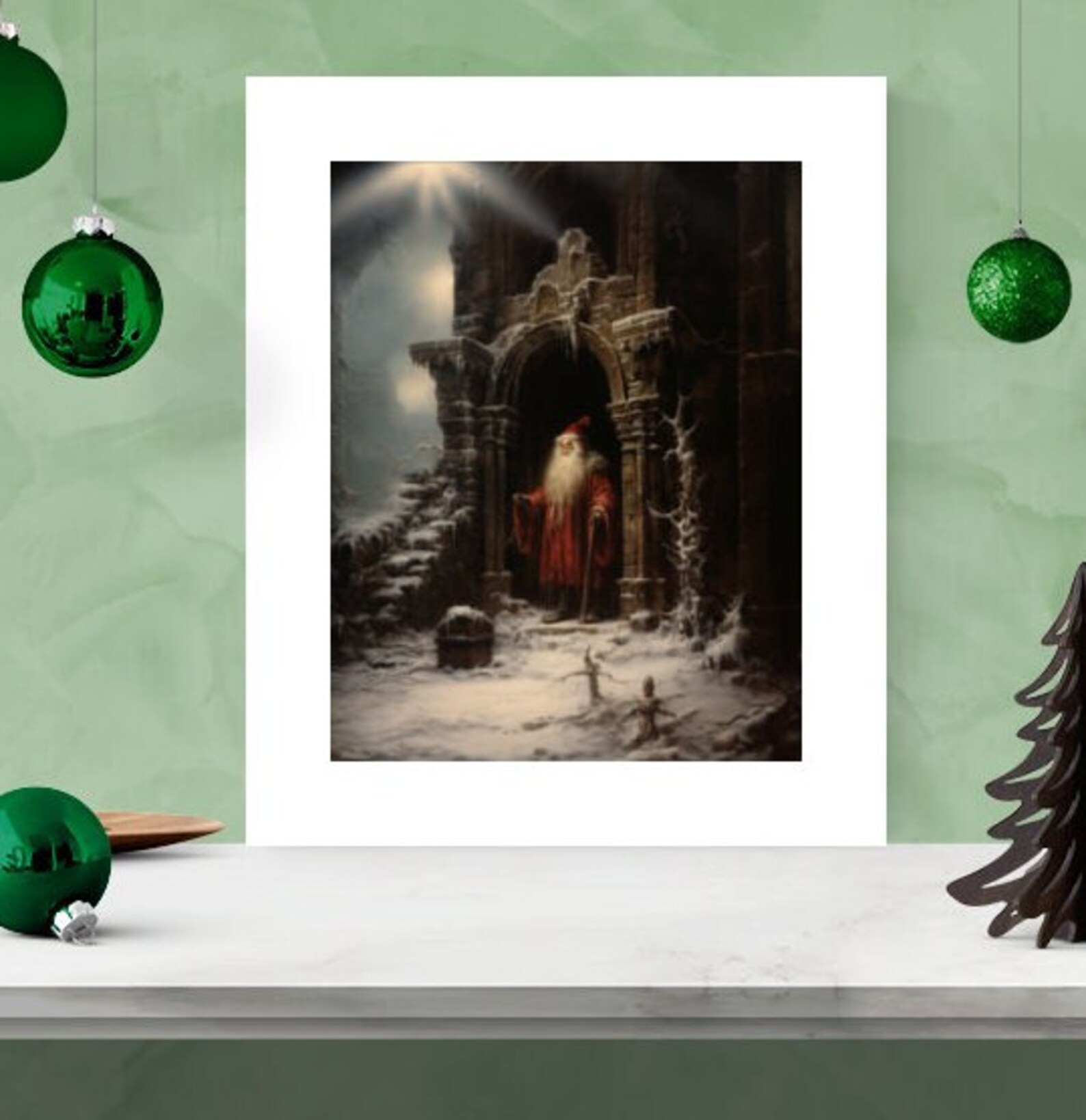 Ancient Santa Claus Christmas Art Print, Holiday Wall Decor, Vintage ...