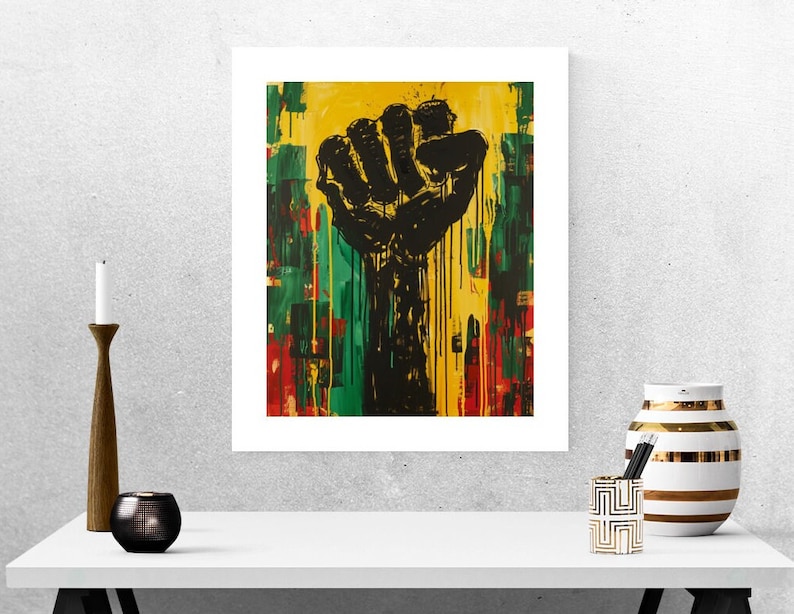 Black Power Fist Matted Fine Art Print, Black History Wall Decor, Pan ...