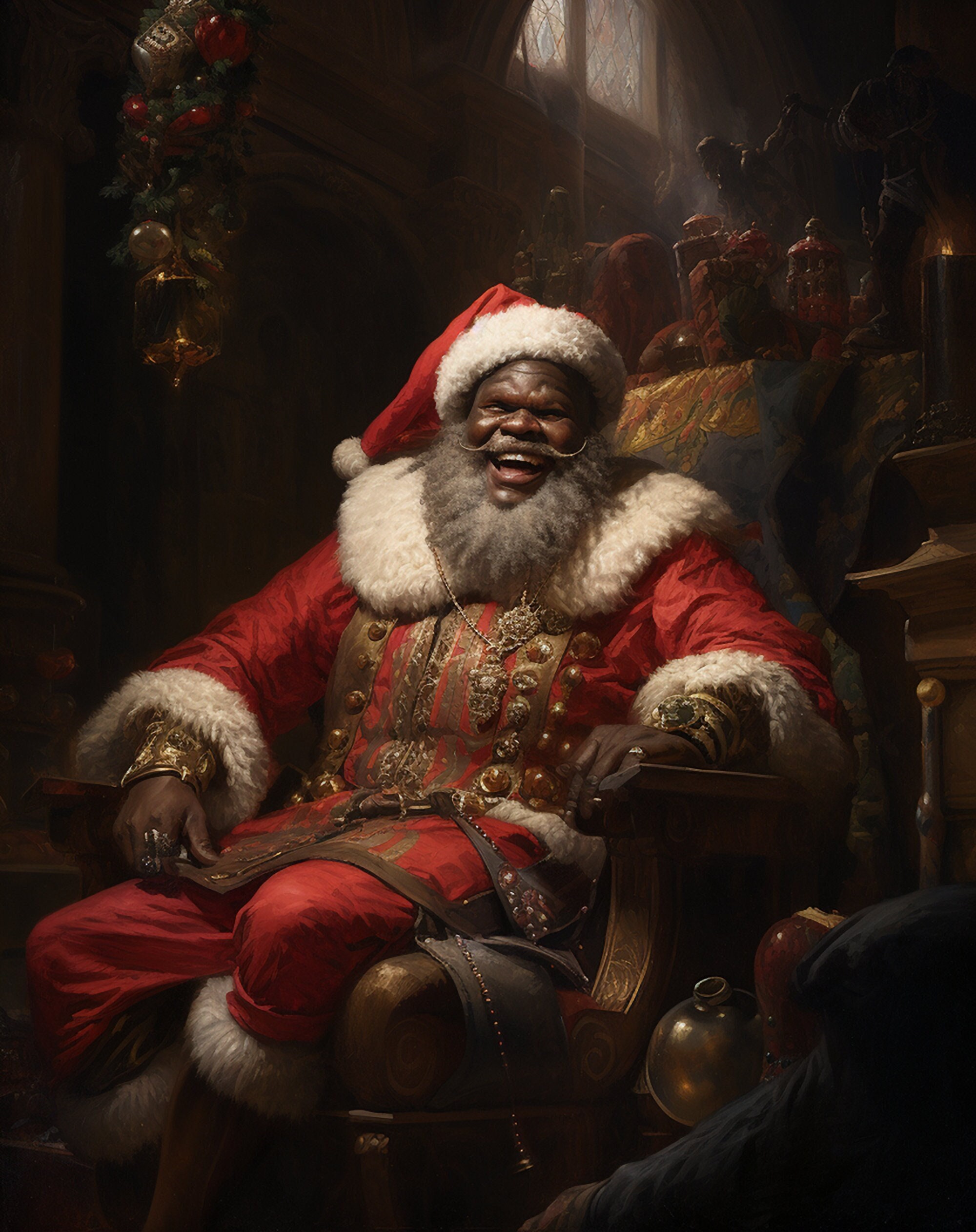 Black Santa, African American Santa Claus, African American Wall Art ...