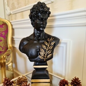 Large Black Gold David Sculpture Statue Leaf Decorated David - Etsy