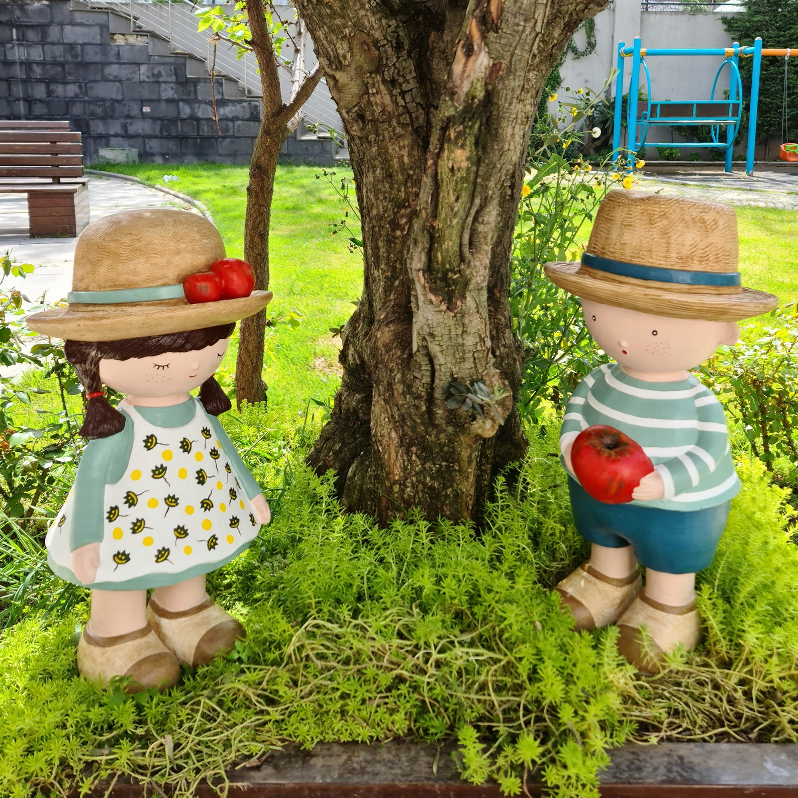 Cute Kids Garden Statue Set, Funny Country Home Garden Decor, Farmhouse ...