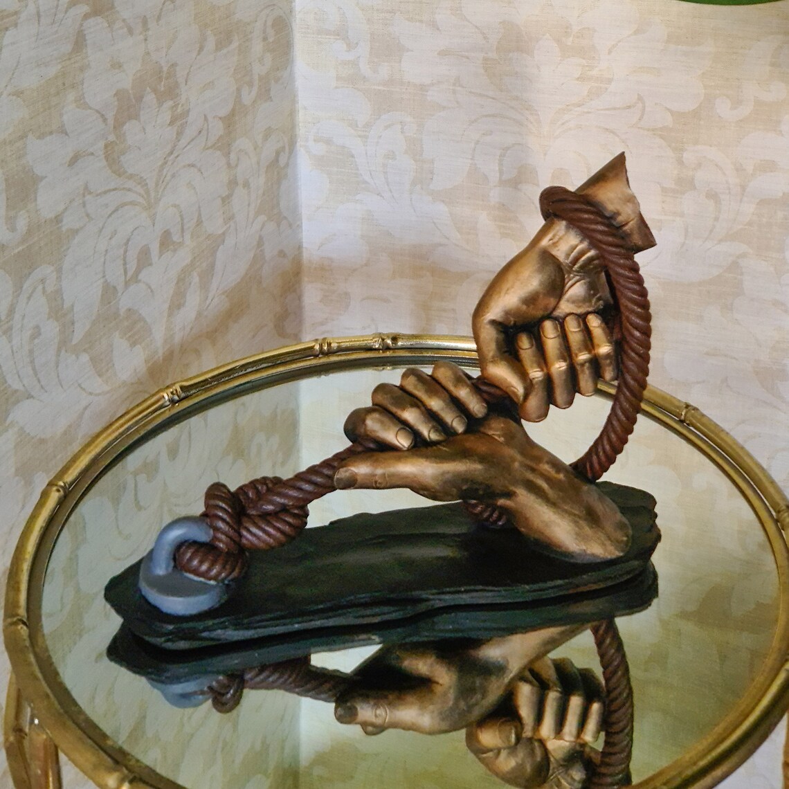 Gold Bronze Rope Holding Hand Statue Rope Hand Trinket - Etsy