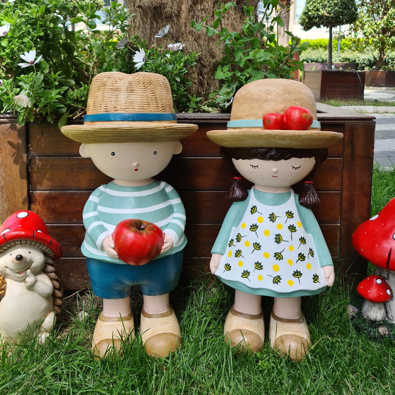 Cute Kids Garden Statue Set, Funny Country Home Garden Decor, Farmhouse ...