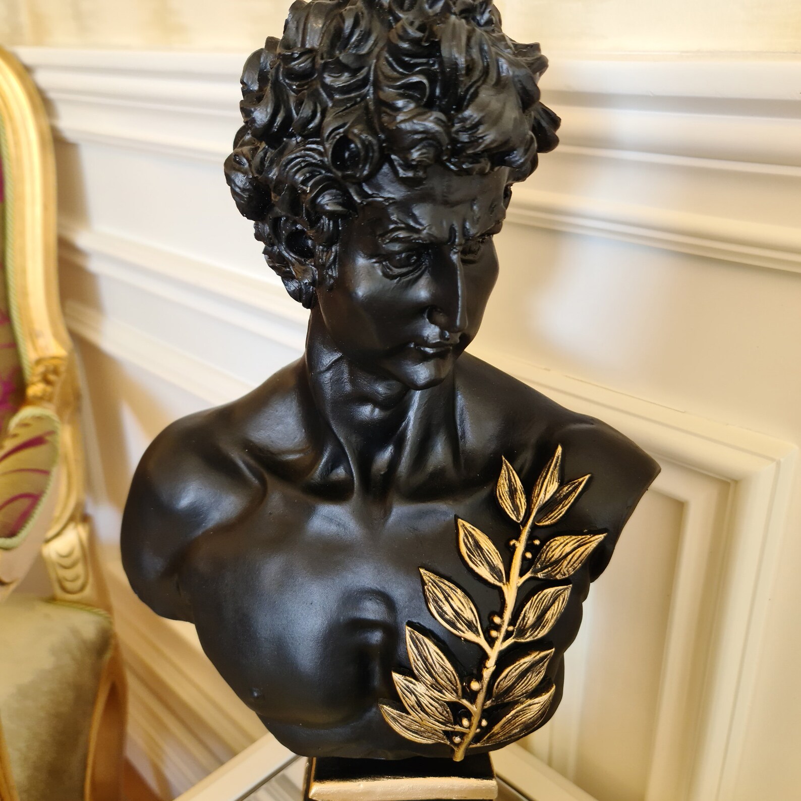 Large Black Gold David Sculpture Statue Leaf Decorated David | Etsy