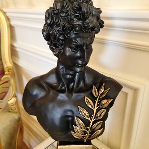 Large Black Gold David Sculpture Statue Leaf Decorated David - Etsy