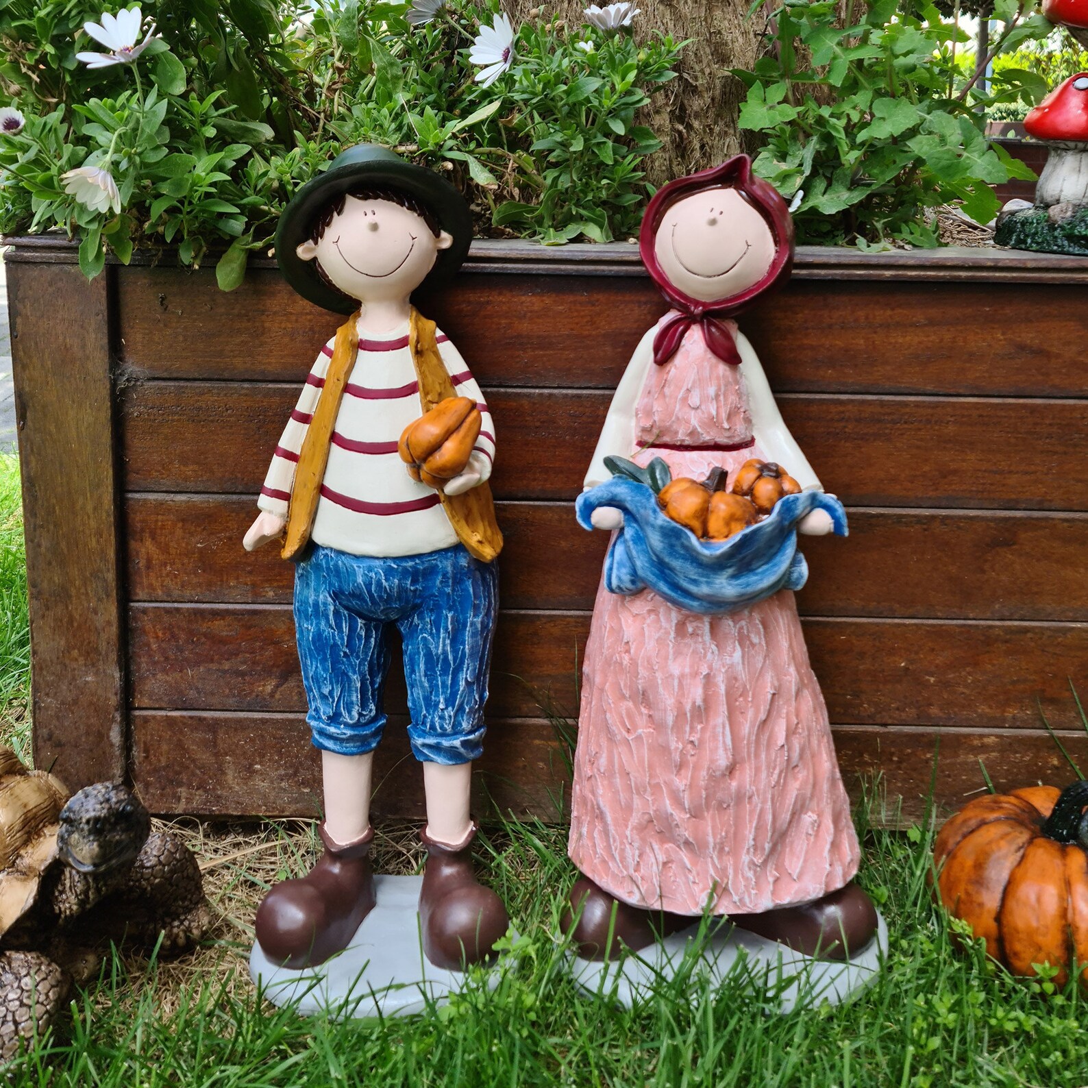 Farmer Family Garden Statues Large Woman and Man Sculpture as | Etsy