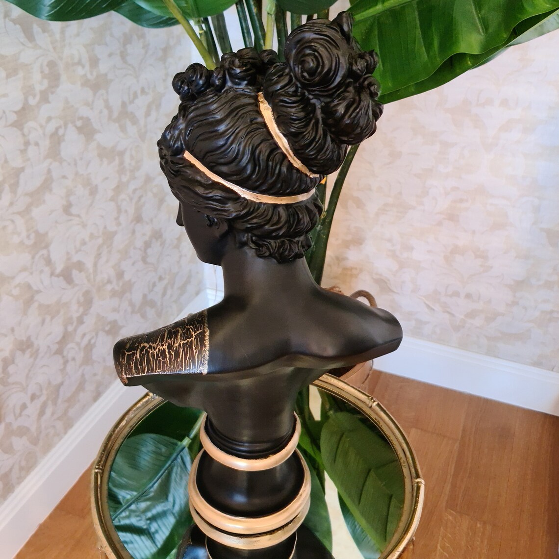 Black Large Helen Statue Helen Bust With Gold Crackle - Etsy