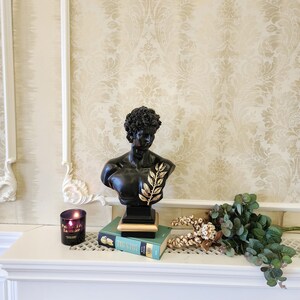 Large Black Gold David Statue, Leaf Decorated Greek God Statue, White ...