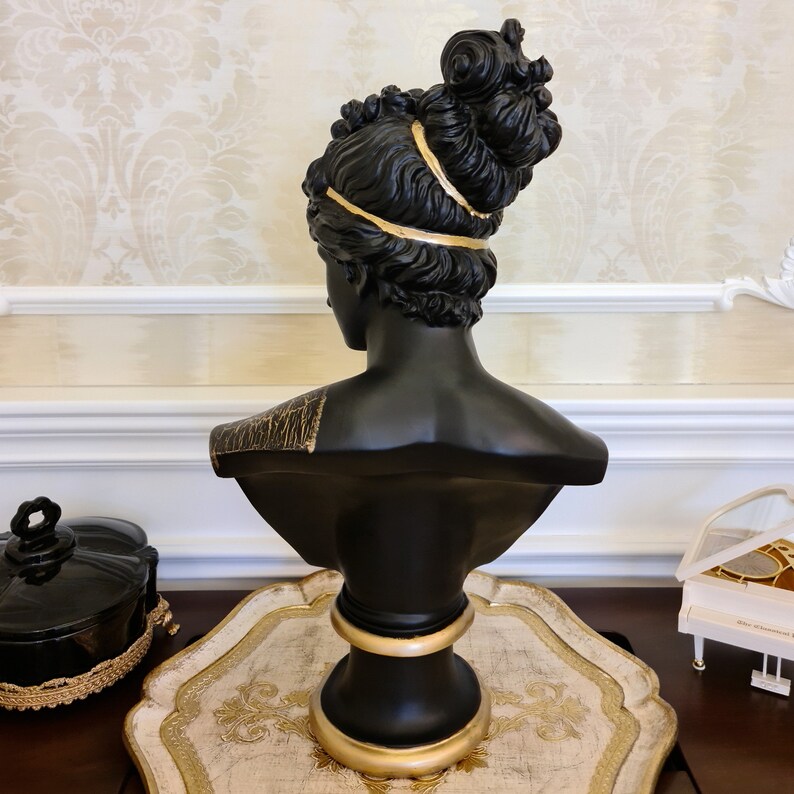 Black Large Helen Statue Helen Bust With Gold Crackle - Etsy