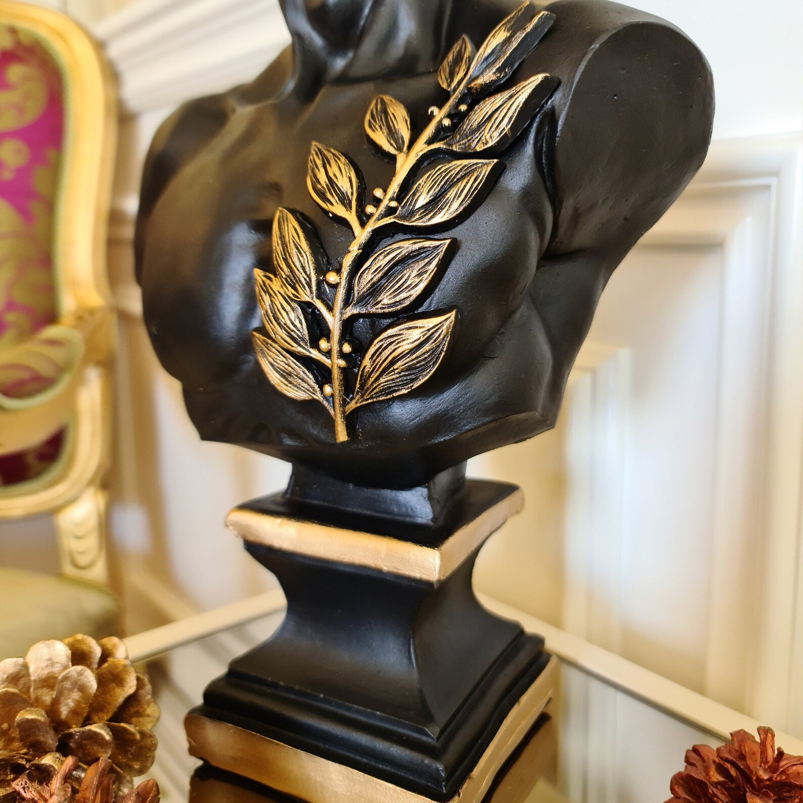 Large Black Gold David Sculpture Statue Leaf Decorated David - Etsy
