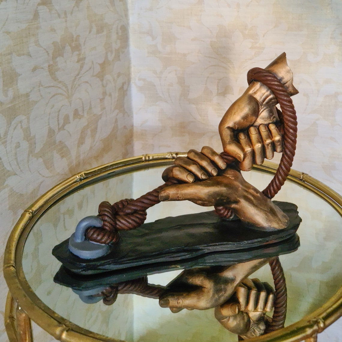 Gold Bronze Rope Holding Hand Statue Rope Hand Trinket - Etsy