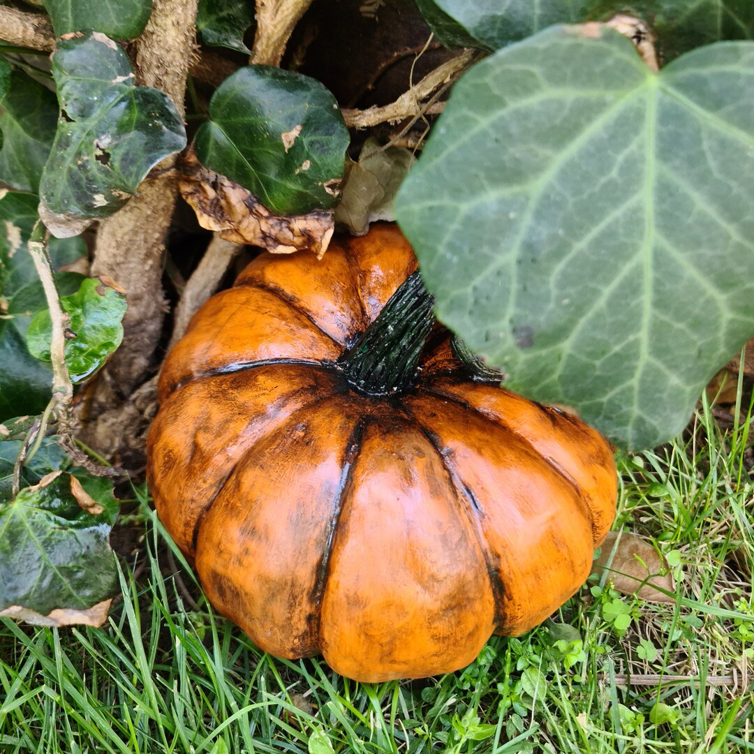 Hand-painted Pumpkin Sculpture, Waterproof Garden Decor - Etsy