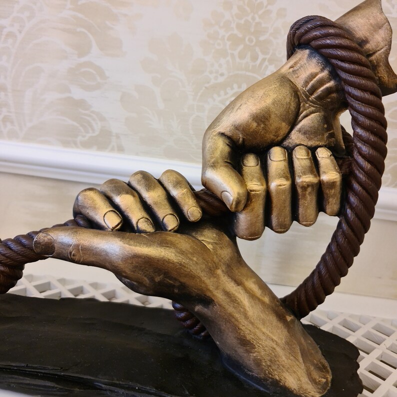 Gold Bronze Rope Holding Hand Statue Rope Hand Trinket - Etsy