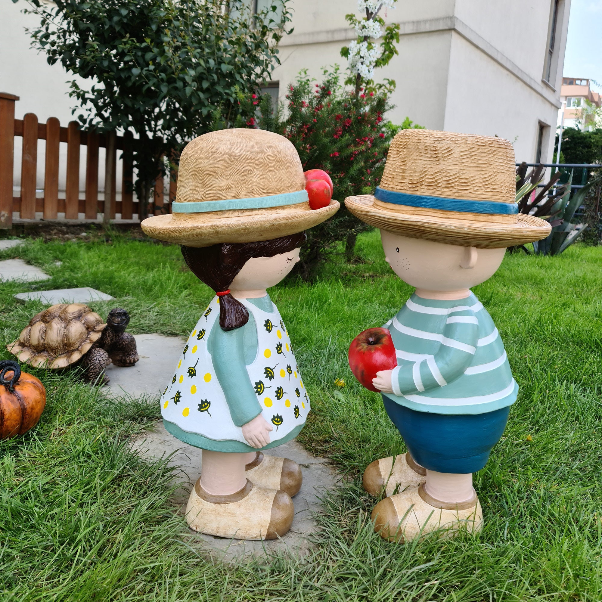 Cute Kids Garden Statue Set, Funny Country Home Garden Decor, Farmhouse ...
