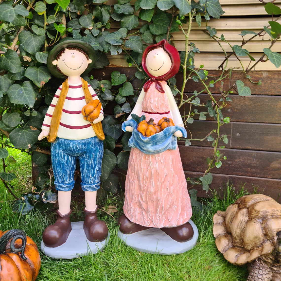 Farmer Family Garden Statues Large Woman and Man Sculpture as | Etsy