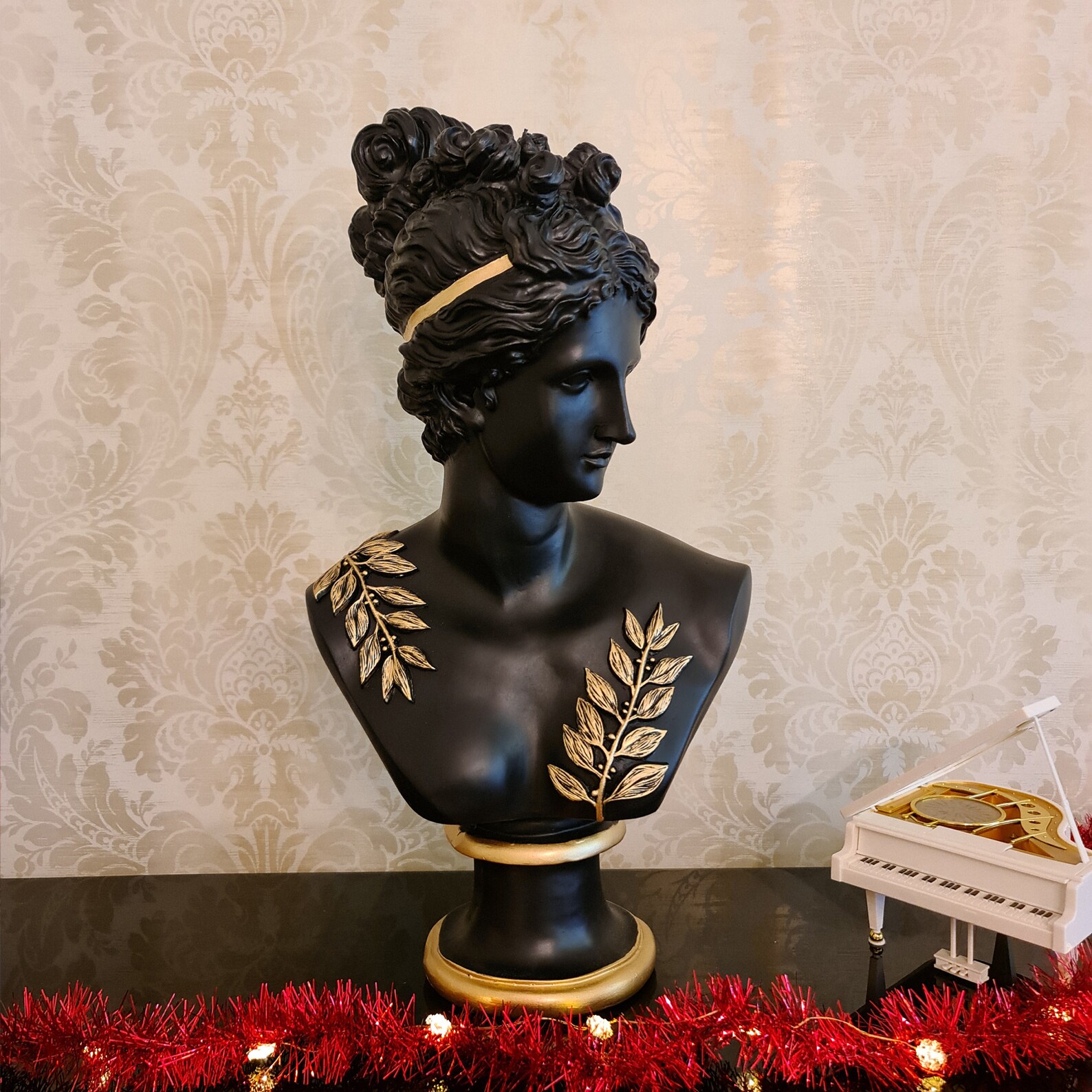 Black Large Helen Statue Gold Leaf Decor Helen Bust Custom | Etsy