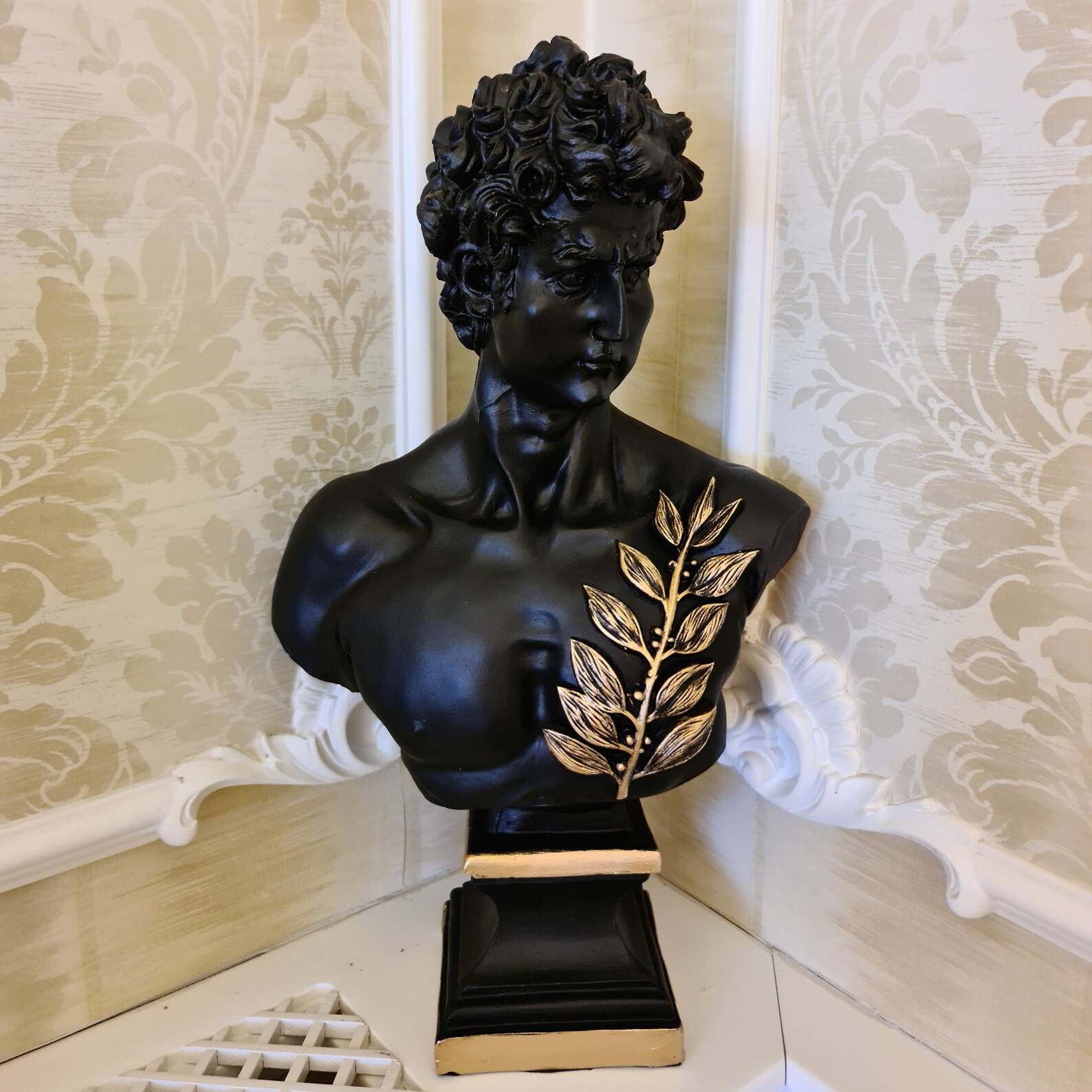 Large Black Gold David Sculpture Statue Leaf Decorated David | Etsy