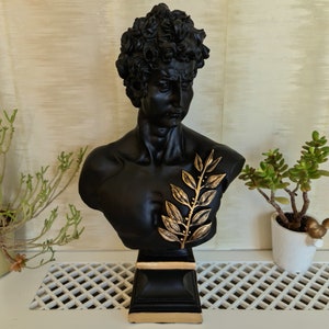 Large Black Gold David Sculpture Statue Leaf Decorated David - Etsy