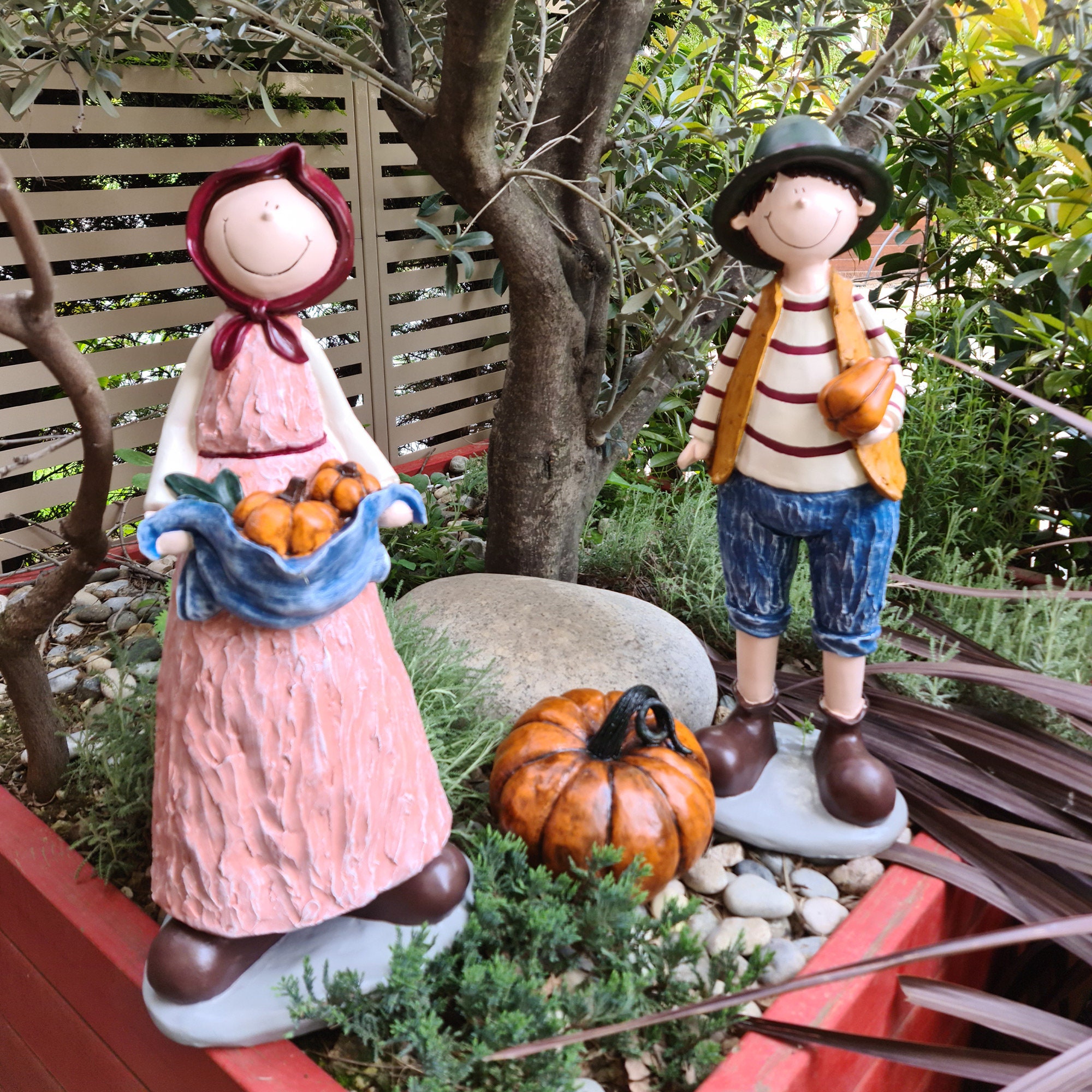 Farmer Family Garden Statues Large Woman and Man Sculpture as | Etsy