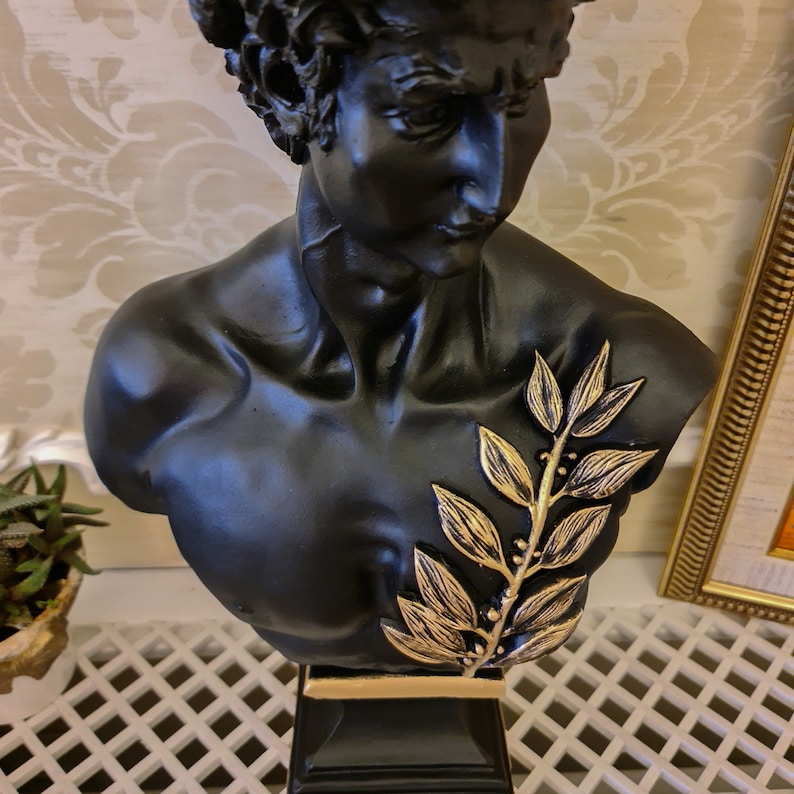 Large Black Gold David Sculpture Statue Leaf Decorated David | Etsy
