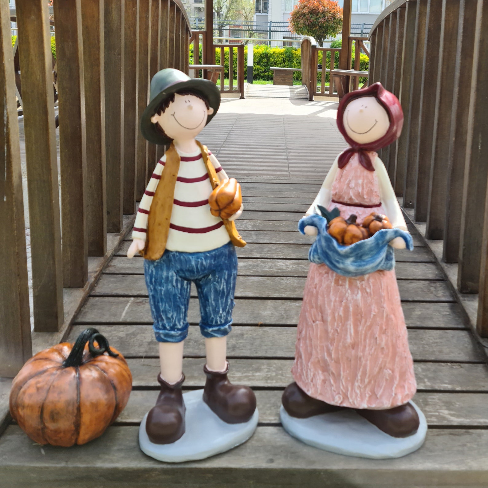 Farmer Family Garden Statues Large Woman and Man Sculpture as | Etsy