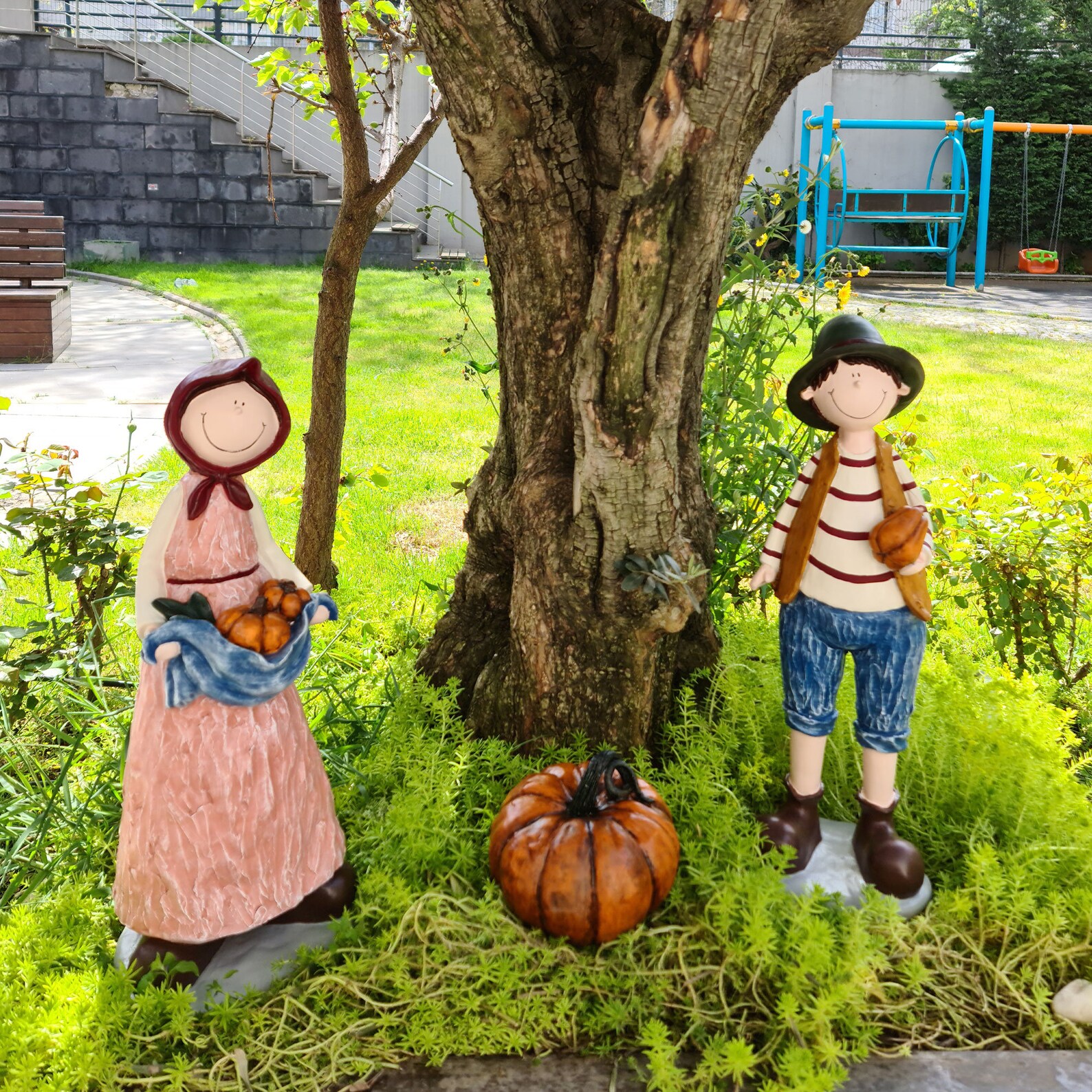 Farmer Family Garden Statues Large Woman and Man Sculpture as | Etsy