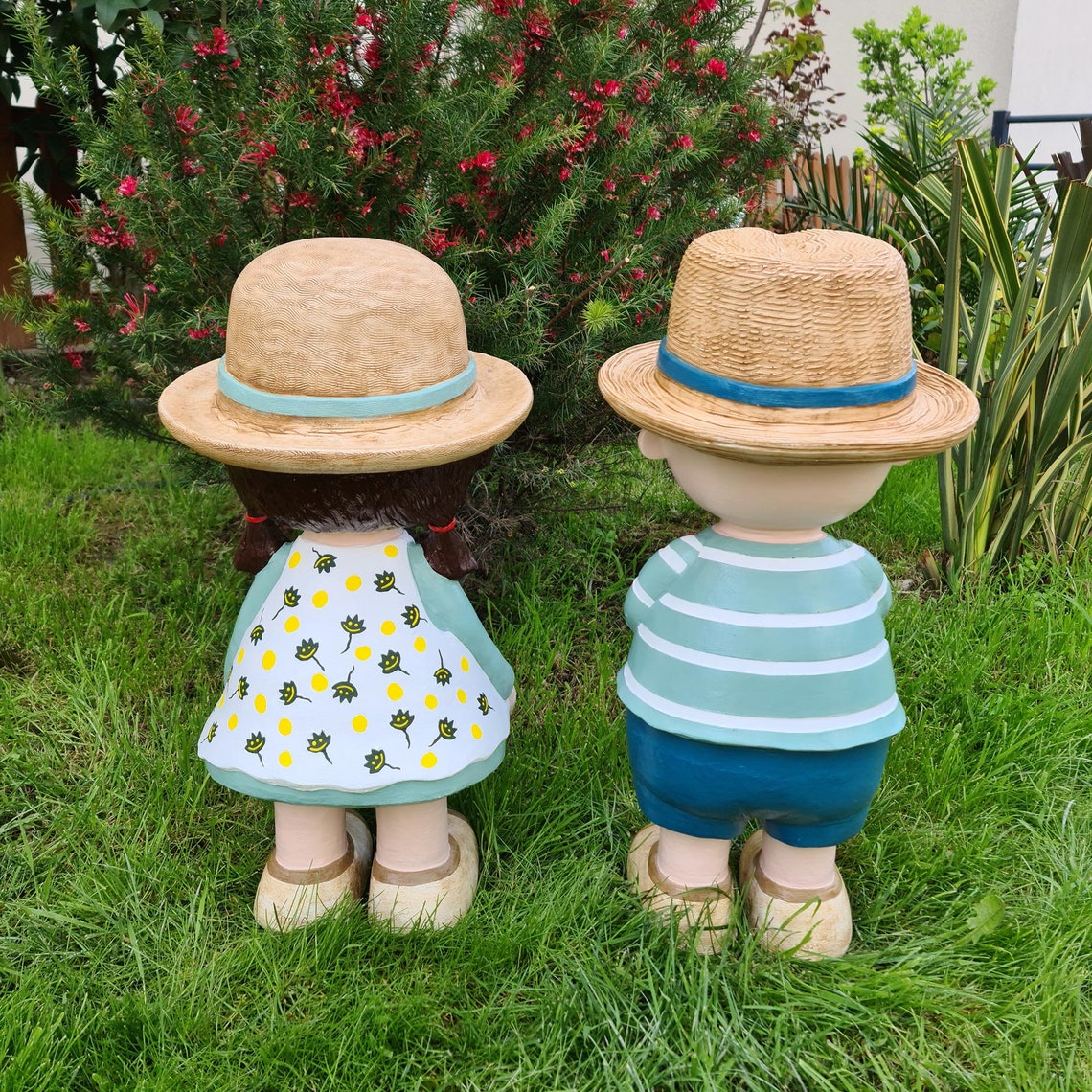 Cute Kids Garden Statue Set Funny Country Home Garden Decor - Etsy