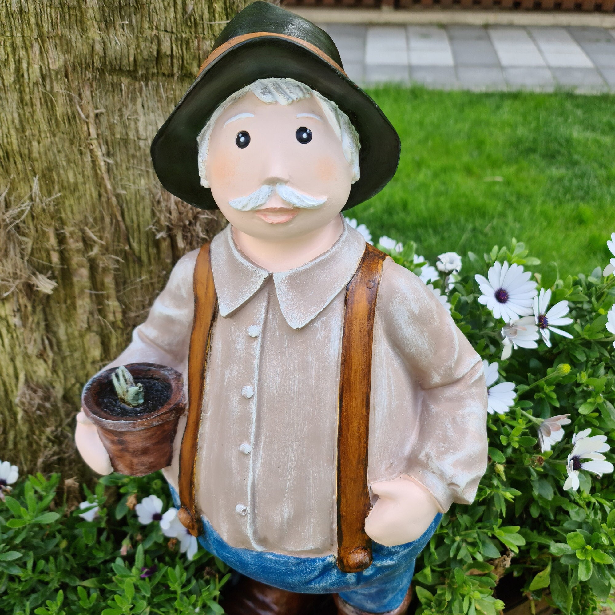 Large Farmer Uncle Statue, Garden Sculpture, Farmer Figurine, Garden ...