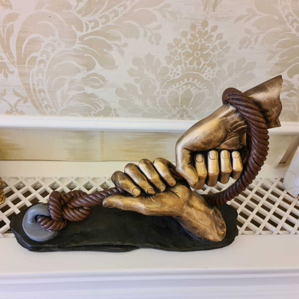 Gold Bronze Rope Holding Hand Statue Rope Hand Trinket - Etsy