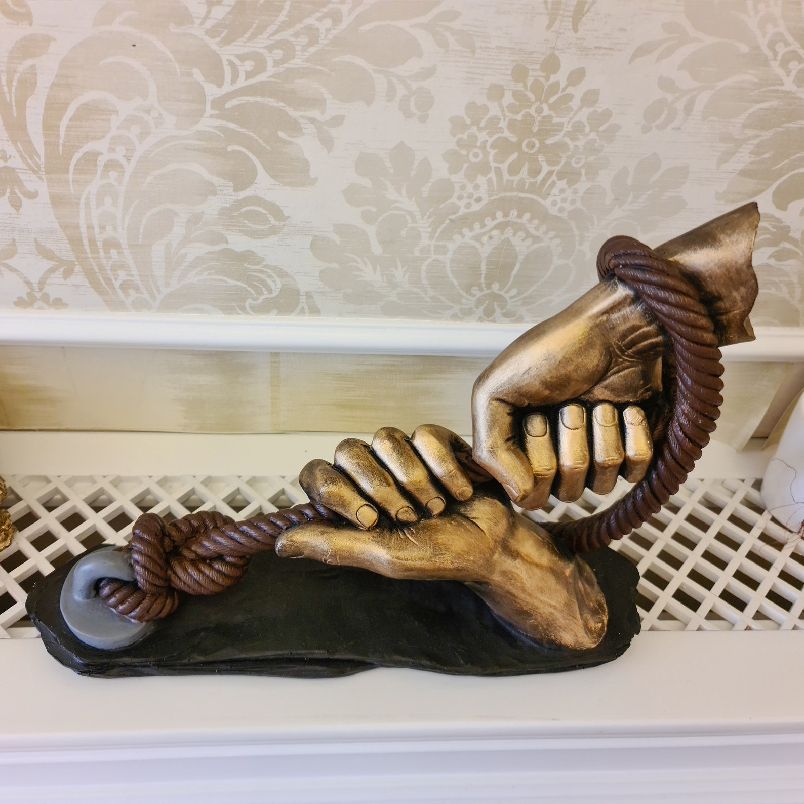 Gold Bronze Rope Holding Hand Statue Rope Hand Trinket - Etsy