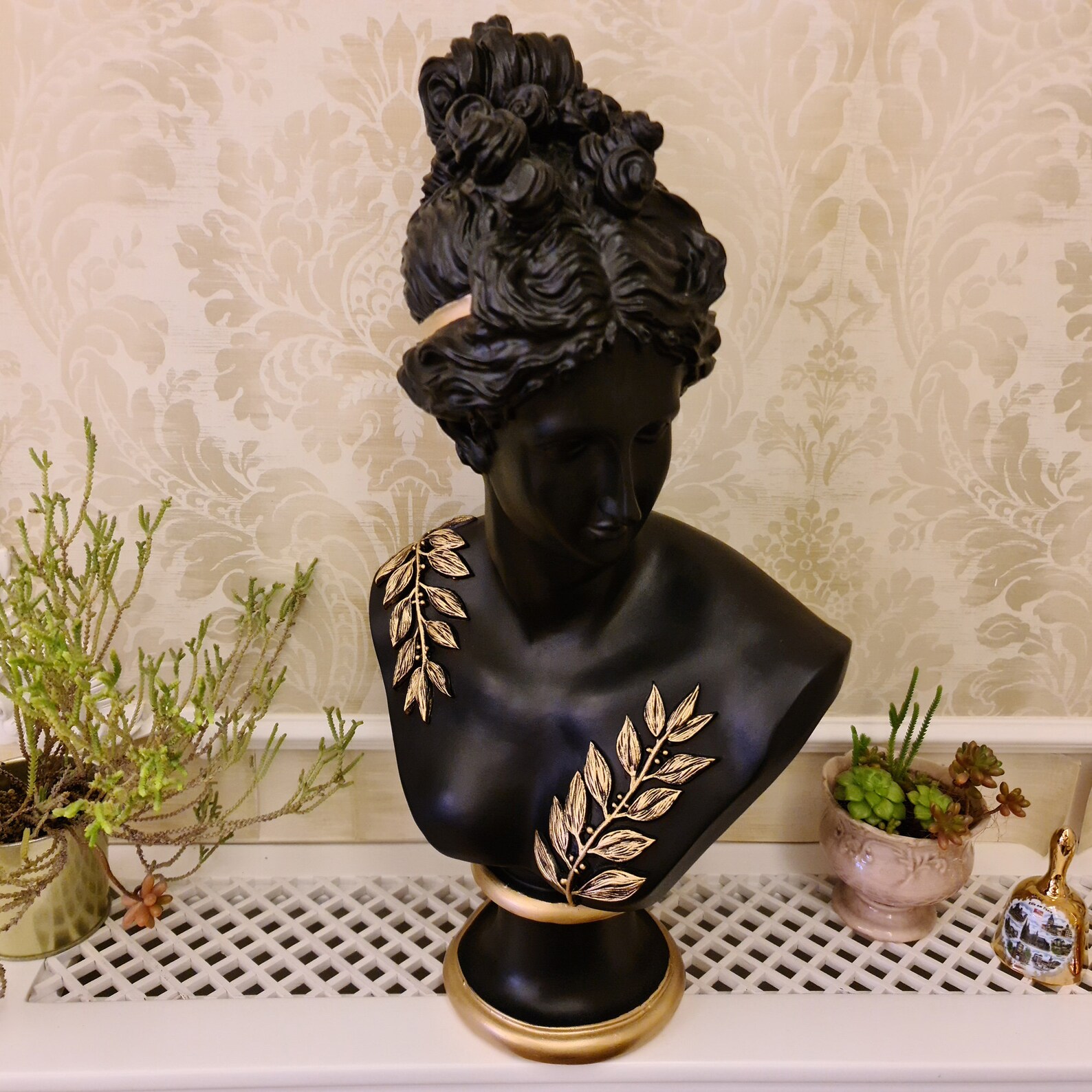 Black Large Helen Statue Gold Leaf Decor Helen Bust Custom | Etsy