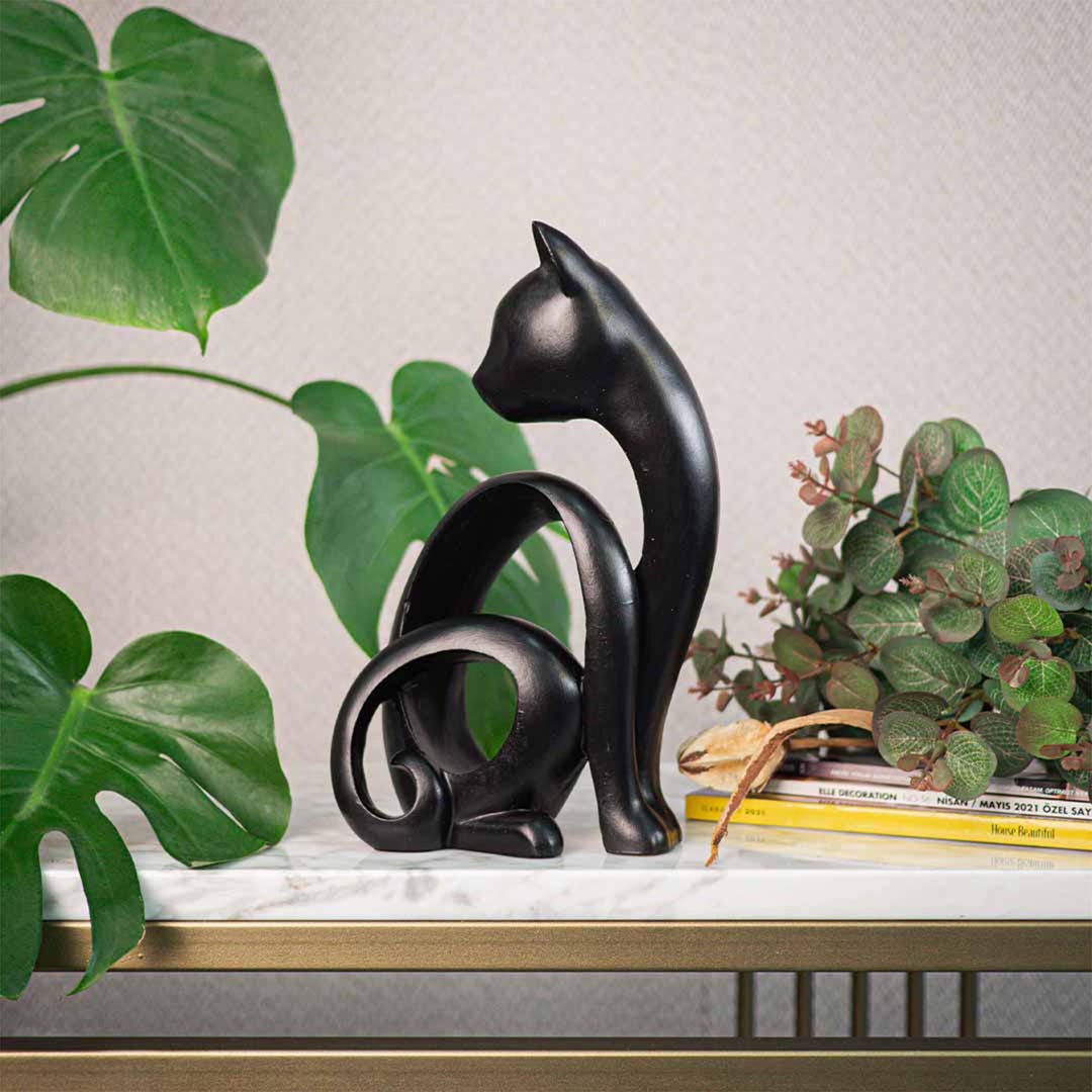Abstract Cat Statue, Abstract Black Decor, Office Decor, Creative ...