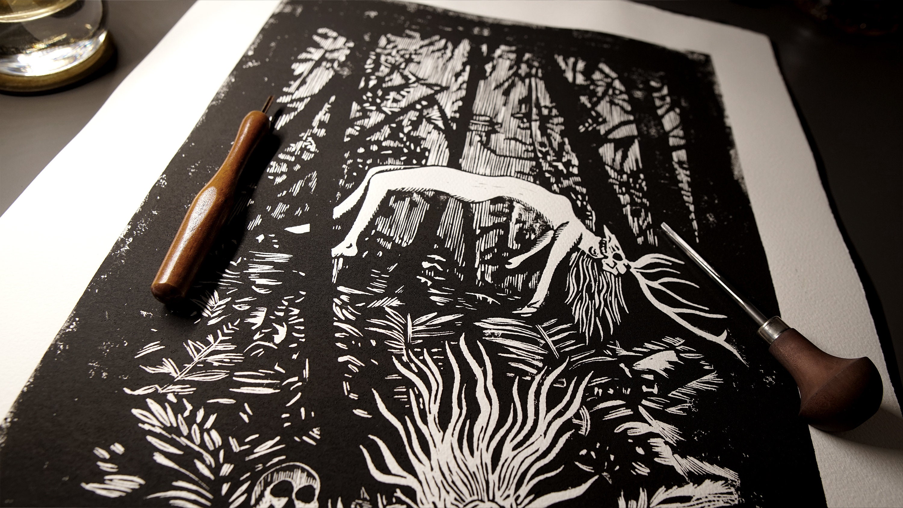 The Witch, Original Linocut Print, Hand-carved, Hand-printed - Etsy