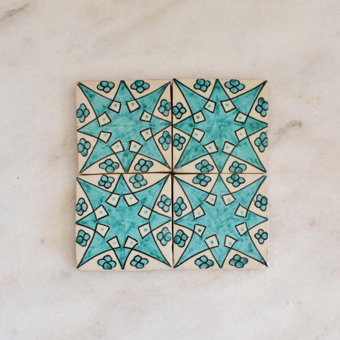 10x10cm Ceramic Tile, Moroccan Ceramic Tiles, Handpainted Piece of ...