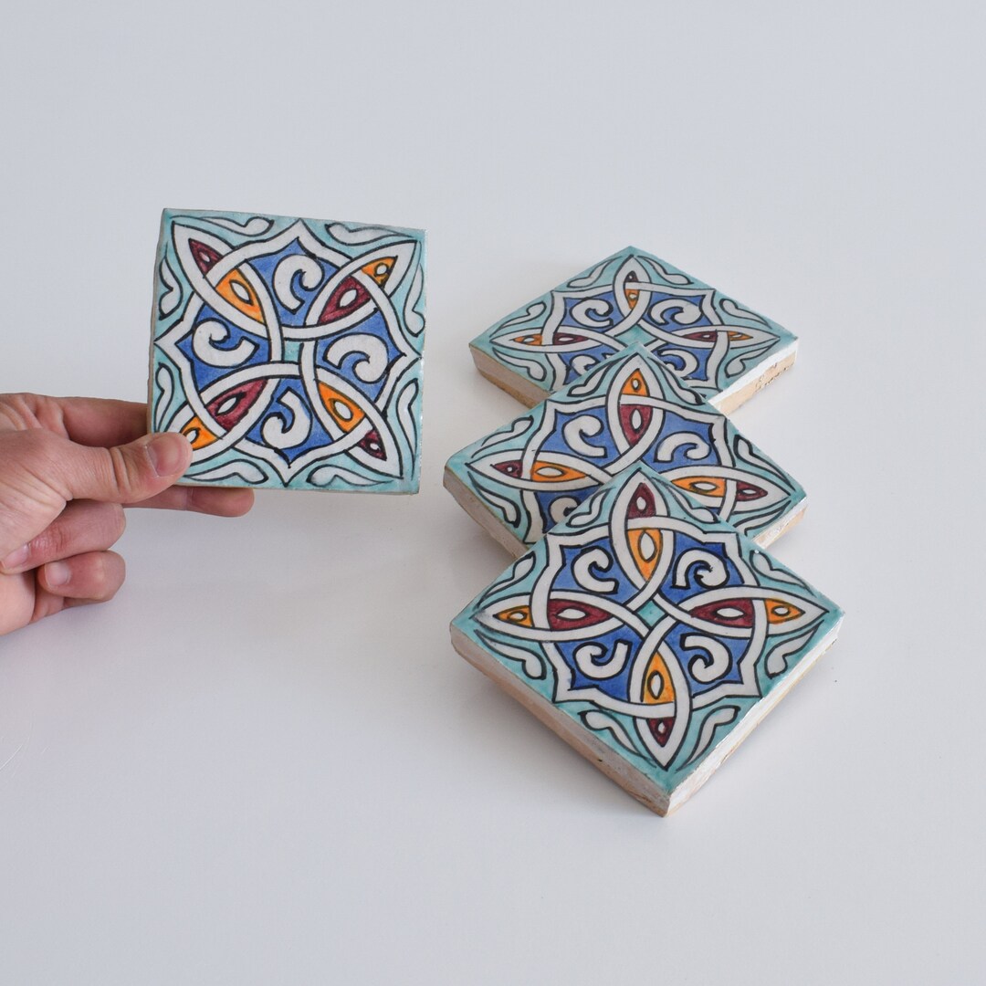 10x10cm Ceramic Tile, Moroccan Ceramic Tiles, Handpainted Piece of ...