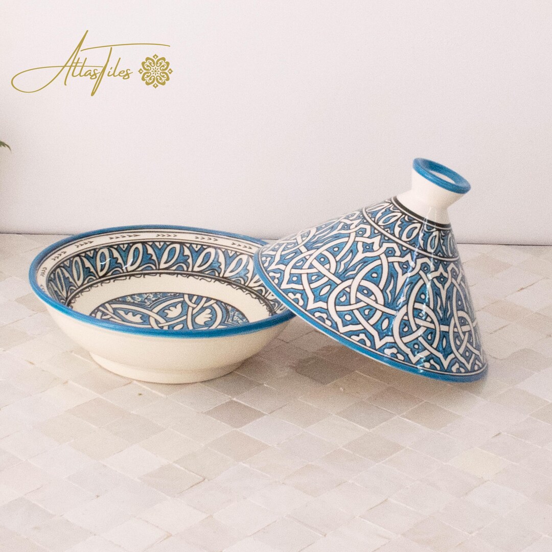 Moroccan Ceramic Tajine, Serving Tagine, Kitchen Hand-painted Beurrier ...