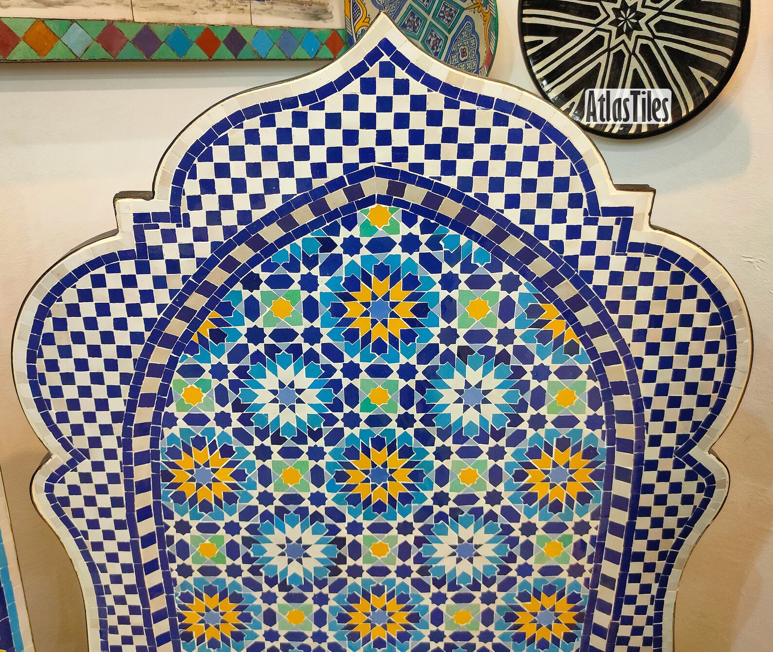 Blue Mosaic Fountain 100% Handmade for Patio,moroccan Mural Fountain ...