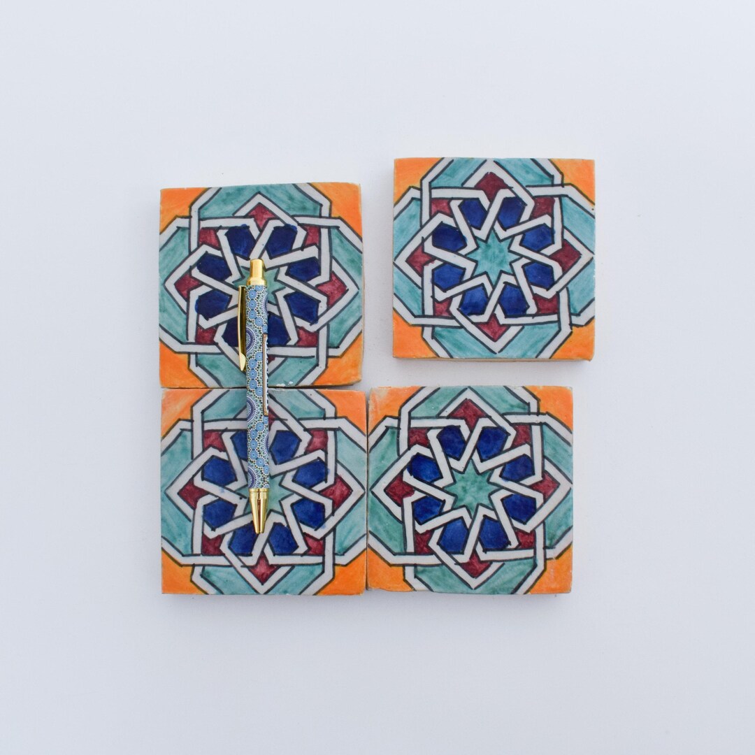 10x10cm Ceramic Tile, Moroccan Ceramic Tiles, Handpainted Piece of ...