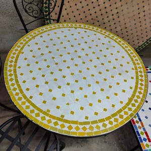 Little Mosaic Round Table Handmade With Natural Colors L Moroccan Table ...