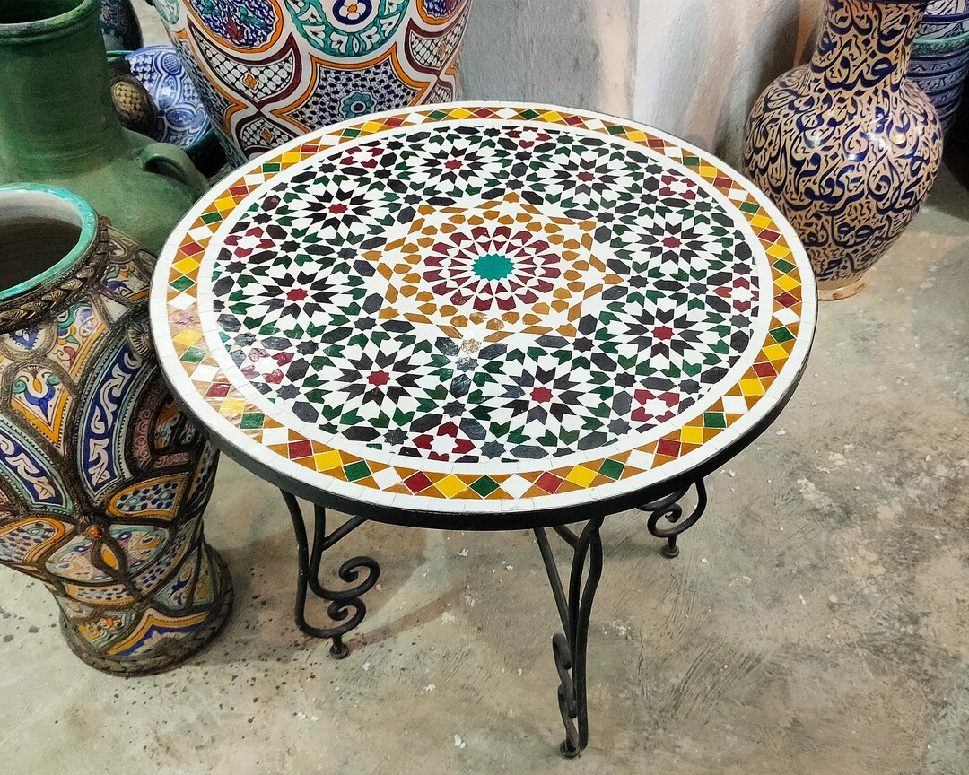 Outdoor Patio Mosaic Table 100%handmade,ceramic Table,indoor Mosaic ...