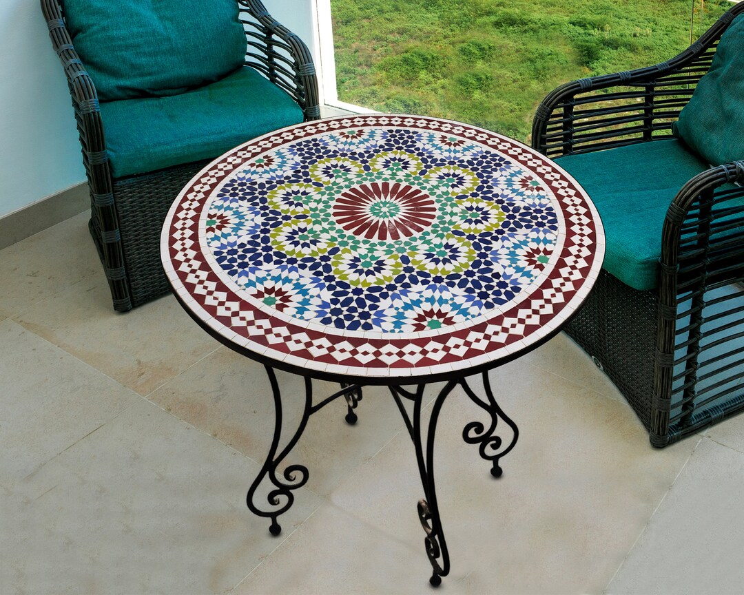 Dinner Mosaic Table for Outdoor Patio,mosaic Table,ceramic Table,indoor ...