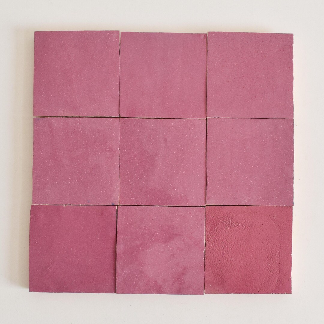 Light Pink 10x10cm Moroccan Authentic Zellige Tile, Handmade Ceramic ...