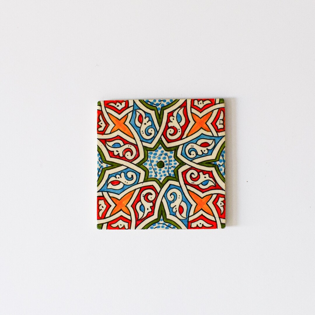 20x20cm Ceramic Tile, Moroccan Ceramic Tiles, Handpainted Piece of ...